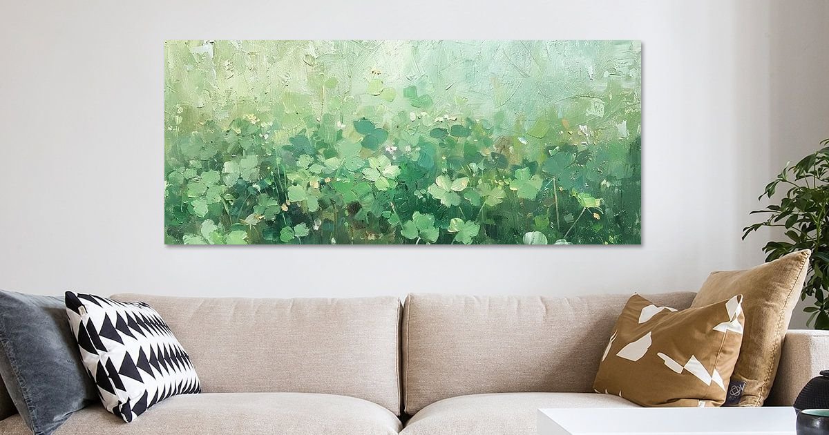 Bloemenveld Impressionisme van De Mooiste Kunst op canvas, behang en meer